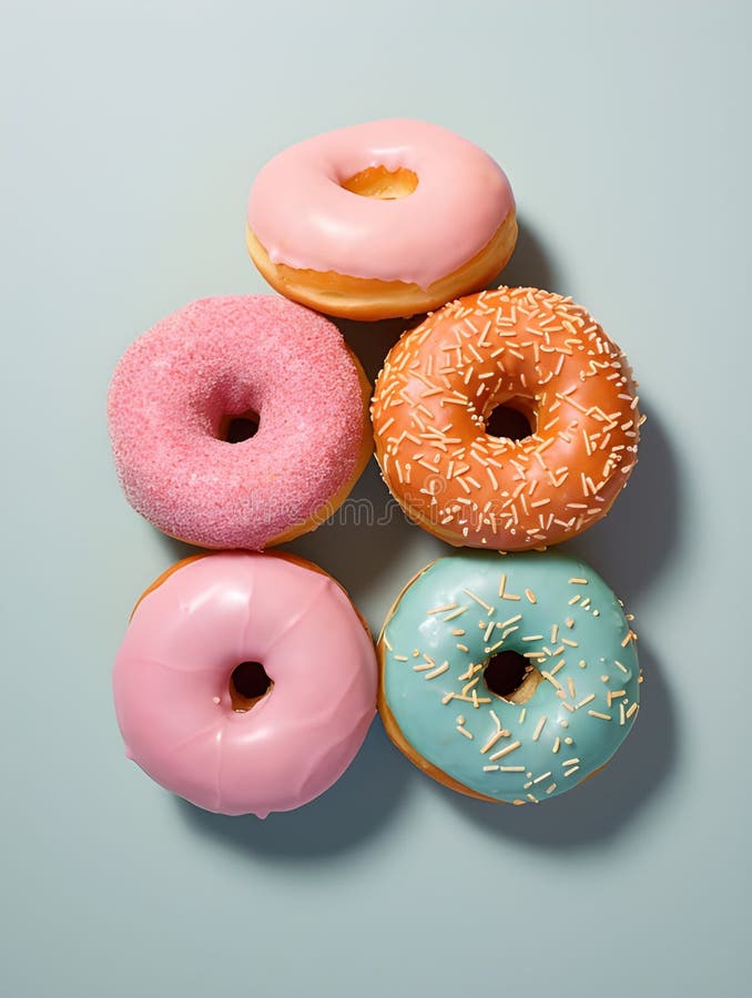 An Assortment of Glazed Donuts of Various Colors and Sizes are Neatly ...