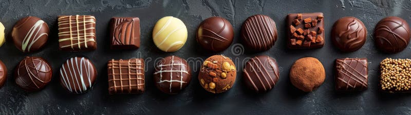 Assorted Chocolate Candies Arranged on a Dark Background Stock Photo ...