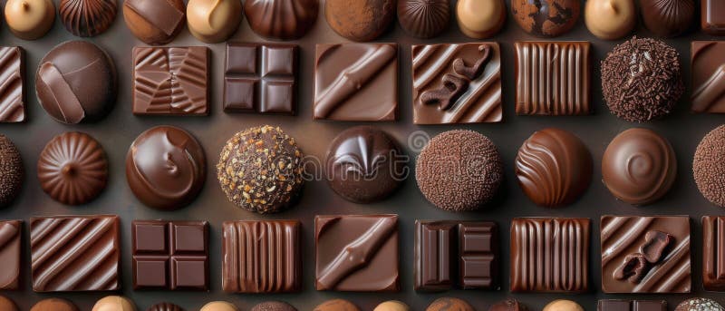 An Assortment of Gourmet Chocolates with Various Fillings and ...