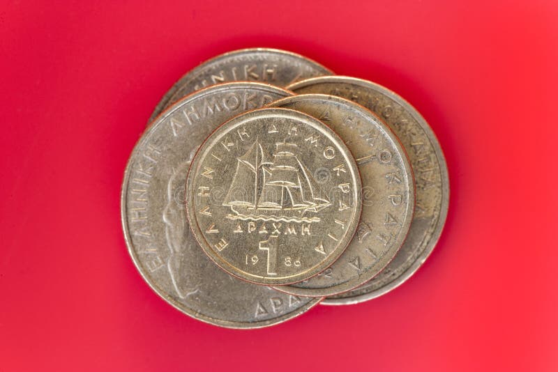Assortment of Greek Drachma Coins. Stock Photo - Image of coin, economy ...