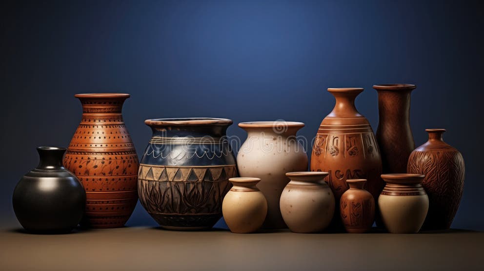 Assortment of Handcrafted Earthenware Pottery Stock Illustration ...