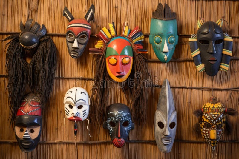Assortment of Handmade Masks from Different African Tribes Stock Image ...