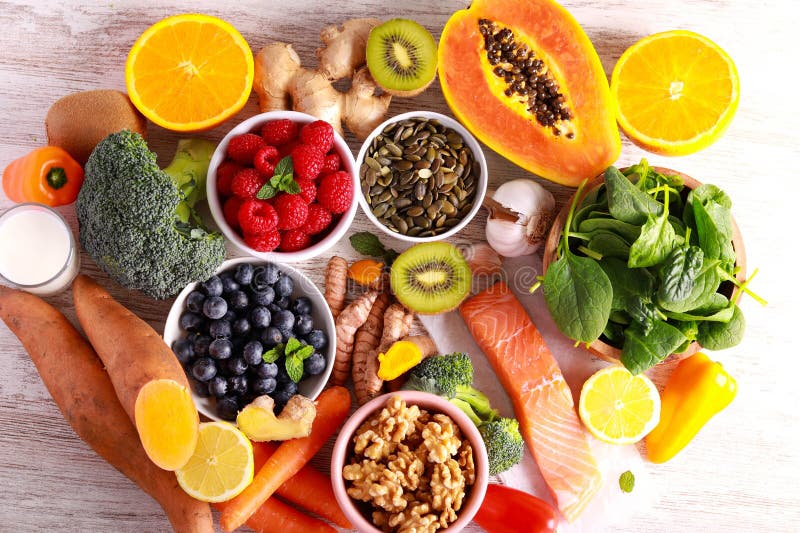 Assortment healthy food stock image. Image of flat, organic - 272388483