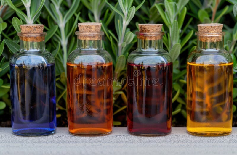 Assortment of Herbal Tinctures in Glass Bottles Stock Illustration ...