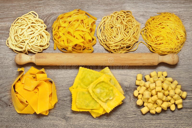 Assortment of Homemade Italian Pasta Stock Image - Image of organic ...