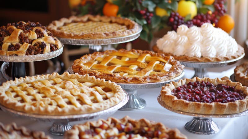 Assortment of Homemade Pies on Display Stock Illustration ...