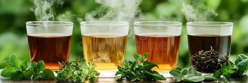 Assortment of Hot Herbal Teas in Glasses High Quality Image Stock ...