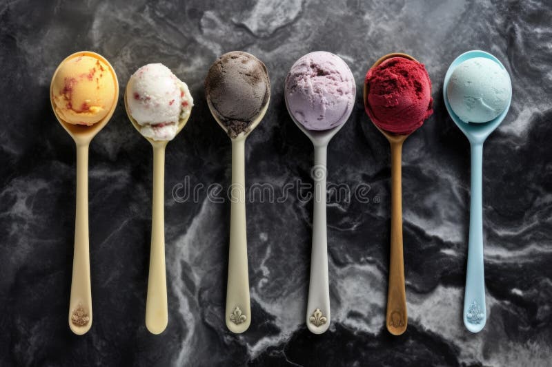 An Assortment of Ice Cream Scoops with Different Flavors and Colors ...