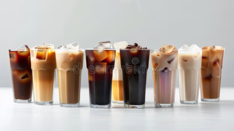 The Assortment of Iced Coffees.AI Generated Image Stock Image - Image ...