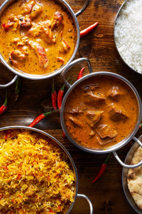 Assortment of Indian Curry and Rice Dishes Stock Image - Image of rice ...