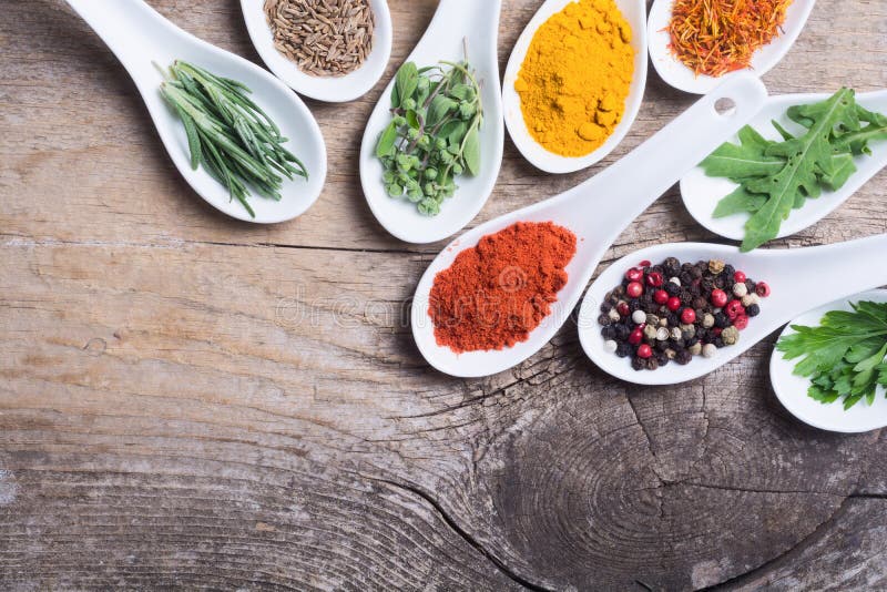 Assortment of Indian Spices and Herbs Stock Photo - Image of ...