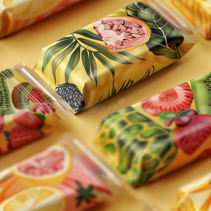 Assortment of Individually Wrapped Fruit Flavored Candy with Tropical ...