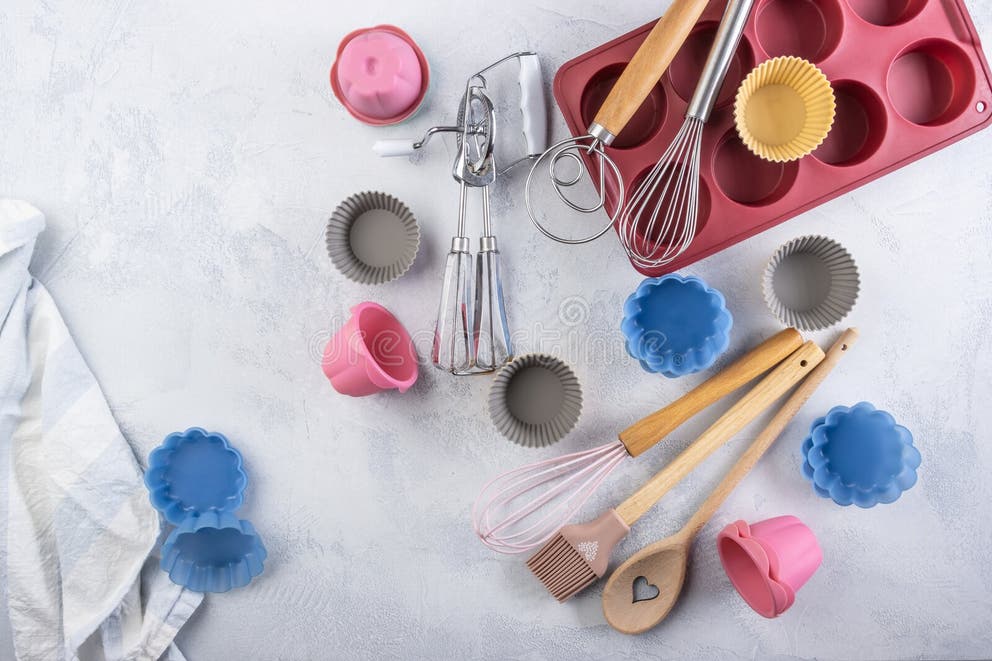 Assortment of Kitchen Utensils for Baking and Silicone Baking Forms ...