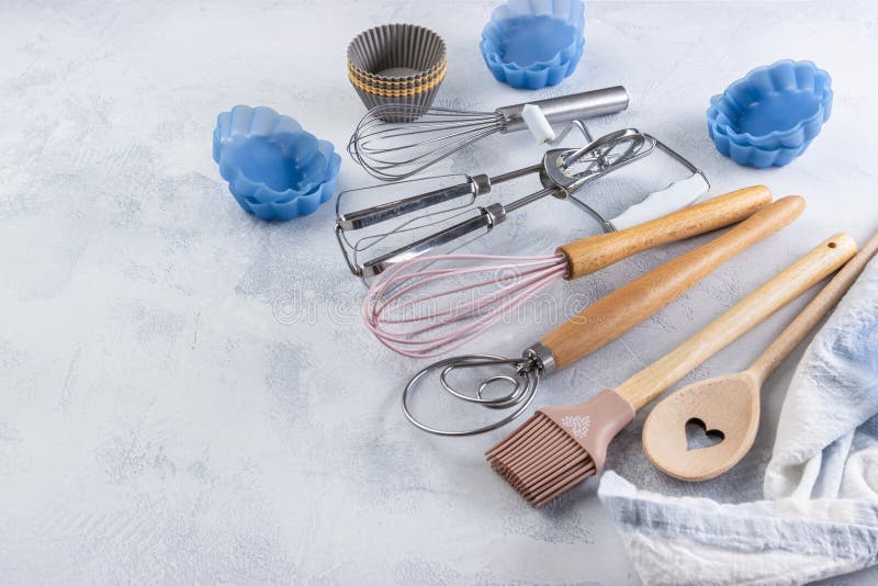 Assortment of Kitchen Utensils for Baking and Silicone Baking Forms ...