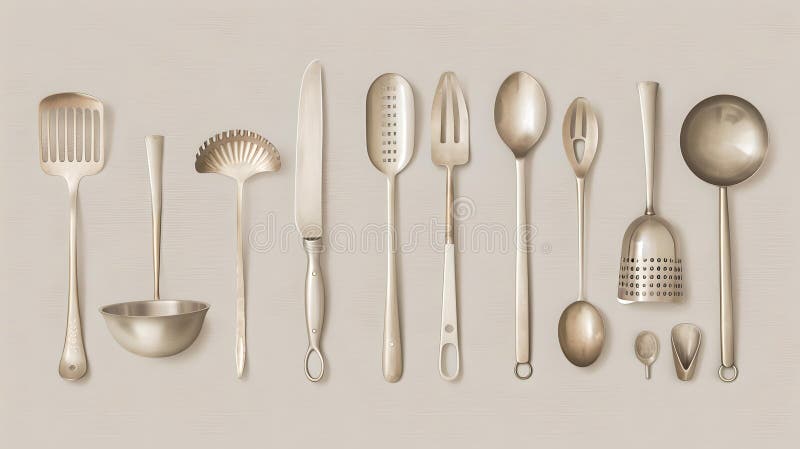 Assortment of Kitchen Utensils on Neutral Background, Simple Cooking ...