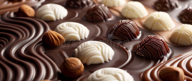 An Assortment of Luxurious Chocolates with Various Fillings and ...
