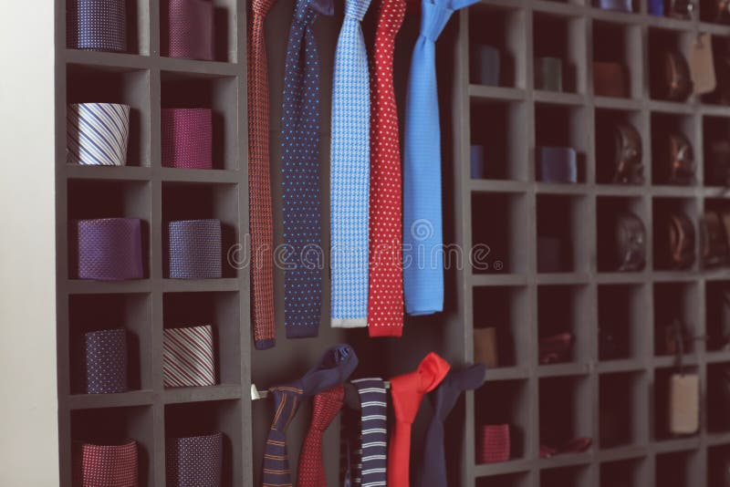 Assortment of Male Accessories in Store Stock Image - Image of shelf ...
