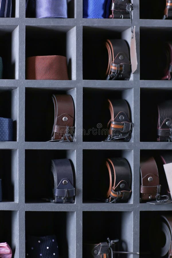 Assortment of Male Accessories in Store Stock Photo - Image of menswear ...