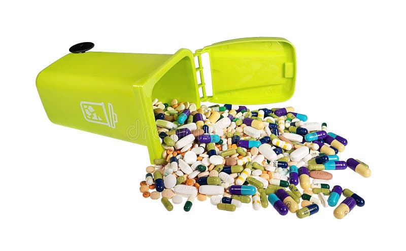 Assortment of Medical Pills in a Recycling Bin Stock Photo - Image of ...