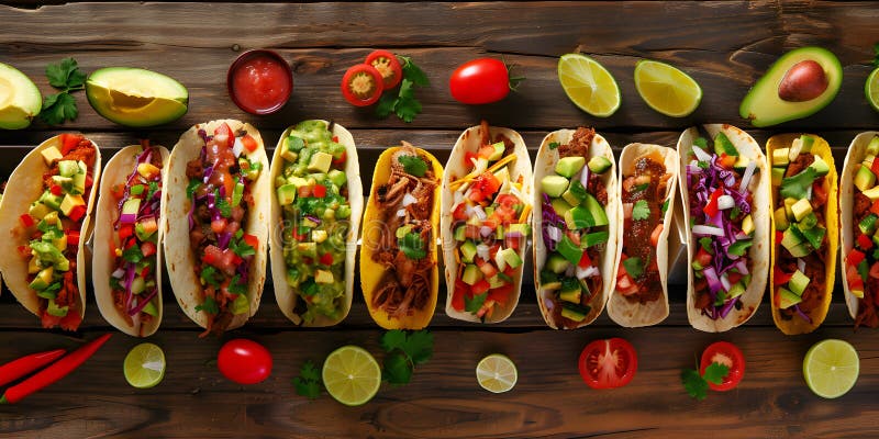 An Assortment of Mexican Tacos Stock Image - Image of corn, food: 325545341