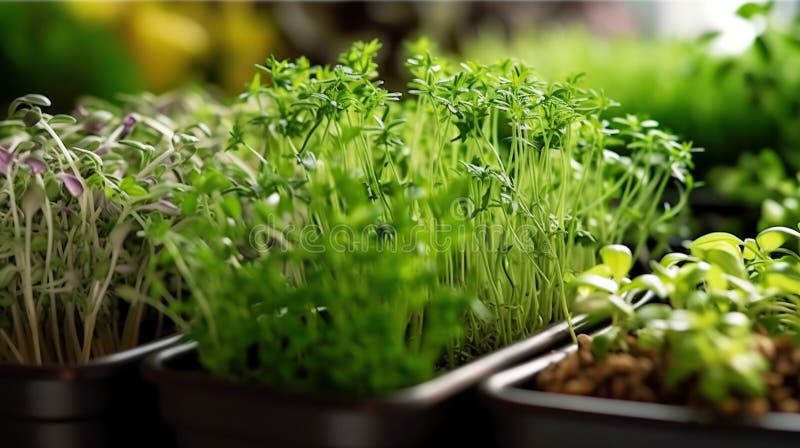 Assortment of Micro Herbs. AI Generated Image Stock Illustration ...