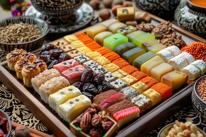 Assortment of Middle Eastern Sweets Stock Illustration - Illustration ...