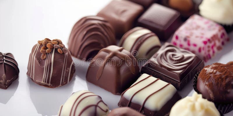 Assortment of Milk and White Chocolate Pralines Arranged Elegantly on ...