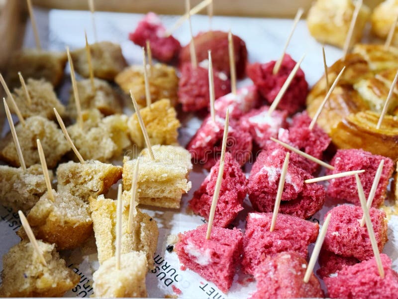 Assortment of Mini Desserts on Display at a Street Food Market. Stock ...