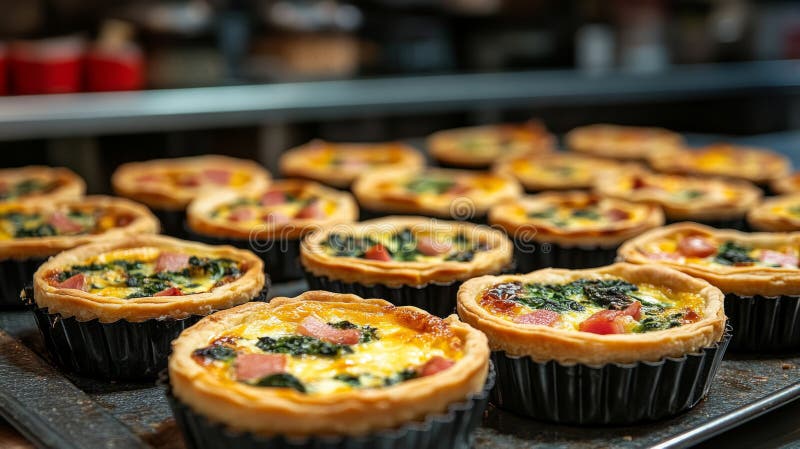 Assortment of Mini Quiches on a Baking Tray Stock Photo - Image of ...