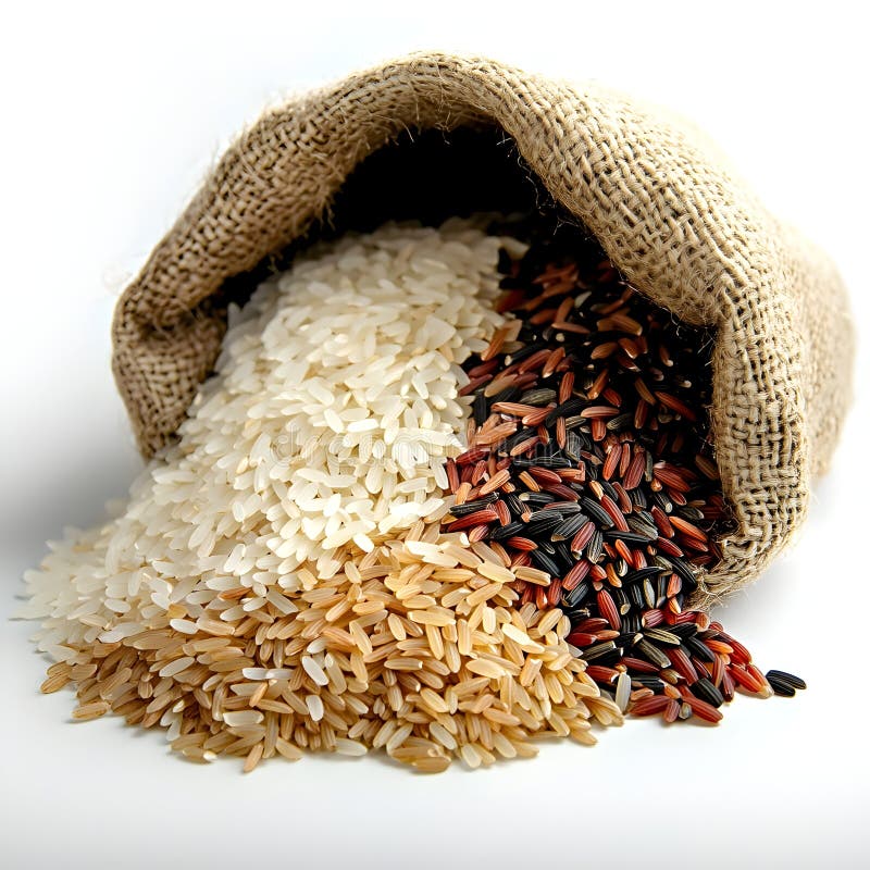 Assortment of Mixed Rice Varieties in Burlap Sack. Generative AI Stock ...