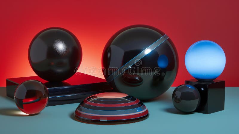 Assortment of Modern Decorative Spheres and Shapes Stock Illustration ...