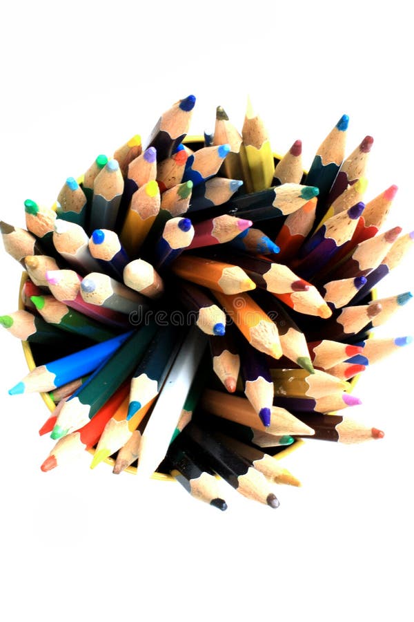 Assortment of Multi Colored Pencils on White Stock Image - Image of ...