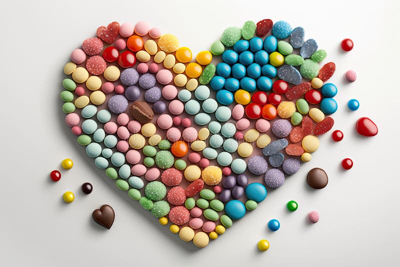 Assortment of Multicolored Heart Shaped Sweet Dragees. Generative AI ...