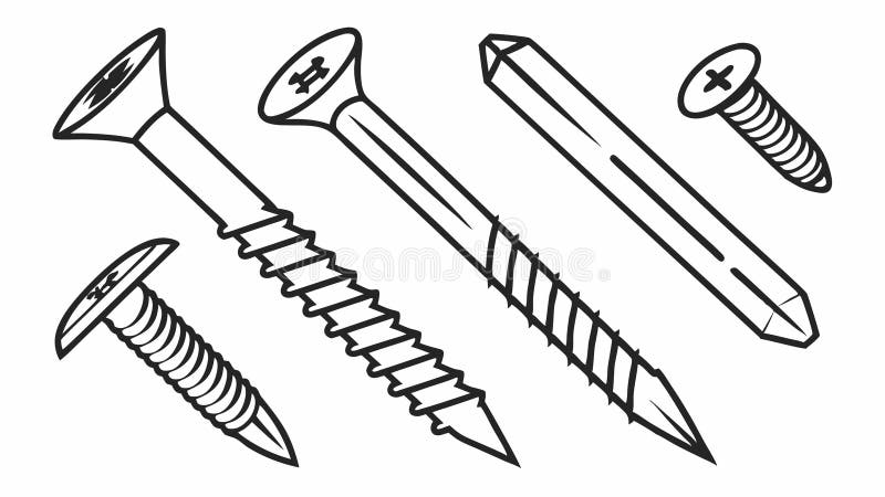 Assortment of Nails and Screws Construction Hardware, Vector Design ...