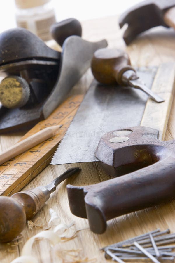Assortment of Old-Fashioned Tools Stock Photo - Image of handy, close ...