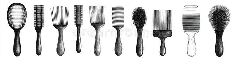 An Assortment of Old Hair Combs Displayed Decoratively, Featuring a ...