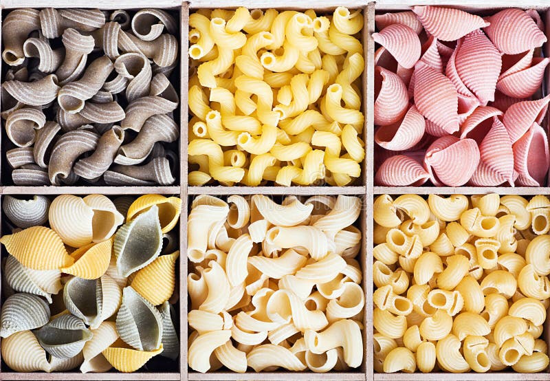 Assortment of Pasta in a Wooden Box Stock Photo - Image of italian ...