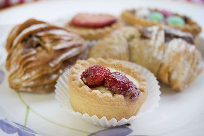 Assortment of Pastries with Cream or Chocolate or Fruit Stock Photo ...