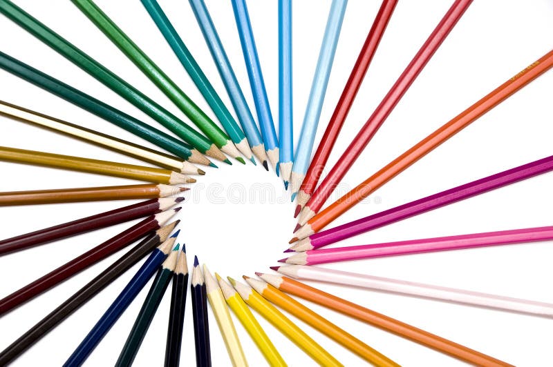 Assortment Pencils Circle Wheel Like Sun Ray Stock Image - Image of ...