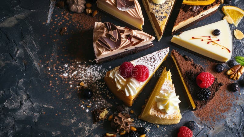 Assortment of Pieces of Cake on Messy Table Stock Image - Image of cake ...