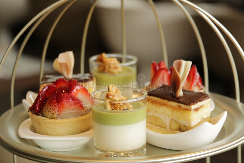 Assortment of Pieces of Cake in Plate Stock Photo - Image of tart ...