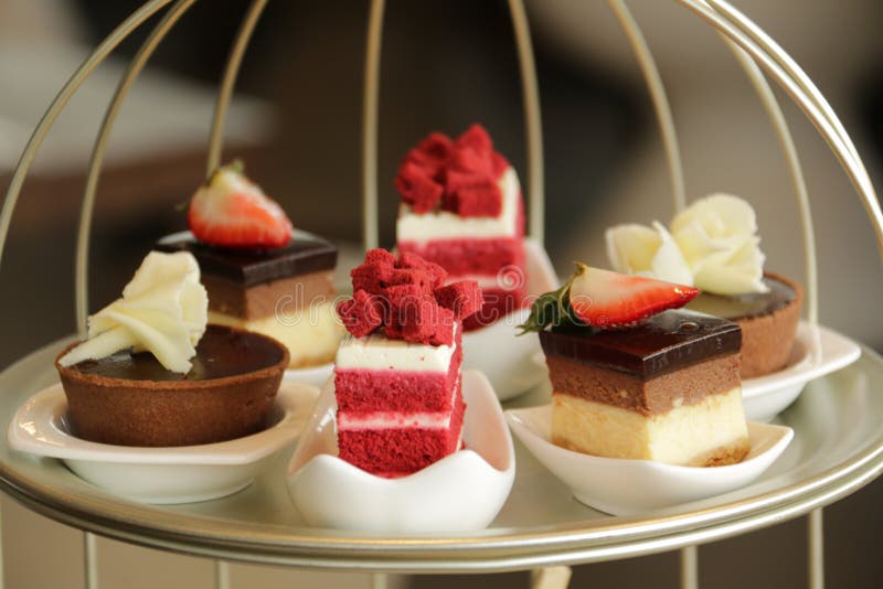 Assortment of Pieces of Cake in Plate Stock Image - Image of sugar ...