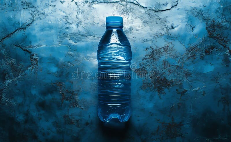 An Assortment of Plastic Bottles and Packaging Displayed on a Blue ...