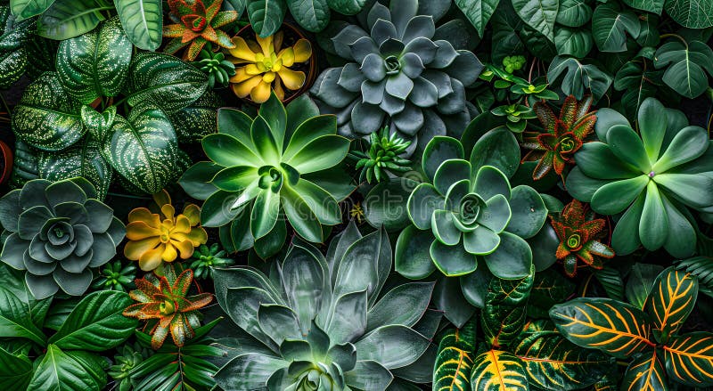 An Assortment of Potted Plants in Different Sizes and Shapes Stock ...