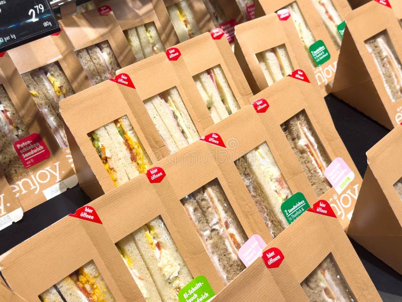 Assortment of Pre-packaged Sandwiches on Display in Grocery Store ...