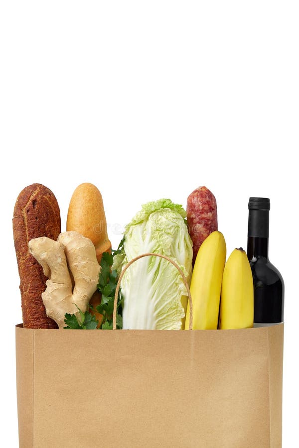 Assortment of Products in a Paper Bag. Stock Image - Image of banner ...