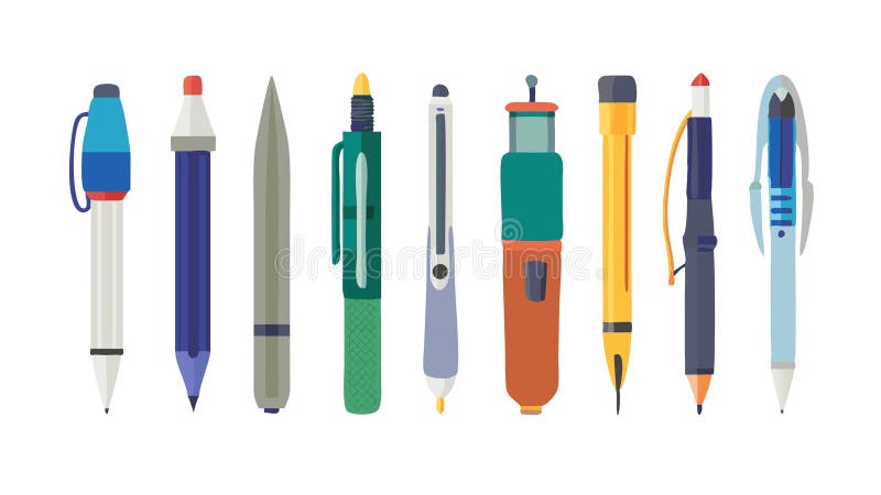 Assortment of Professional Pens, Writing Instruments, Vector Design ...