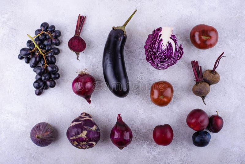 Assortment of Purple Vegetables and Fruits Stock Photo - Image of ...