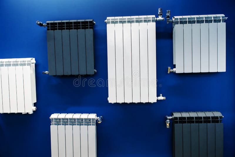 An Assortment of Radiator Batteries in a Specialized Store. Trade in ...