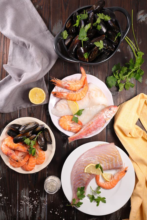 Assortment of raw fish stock photo. Image of assortment - 68671274